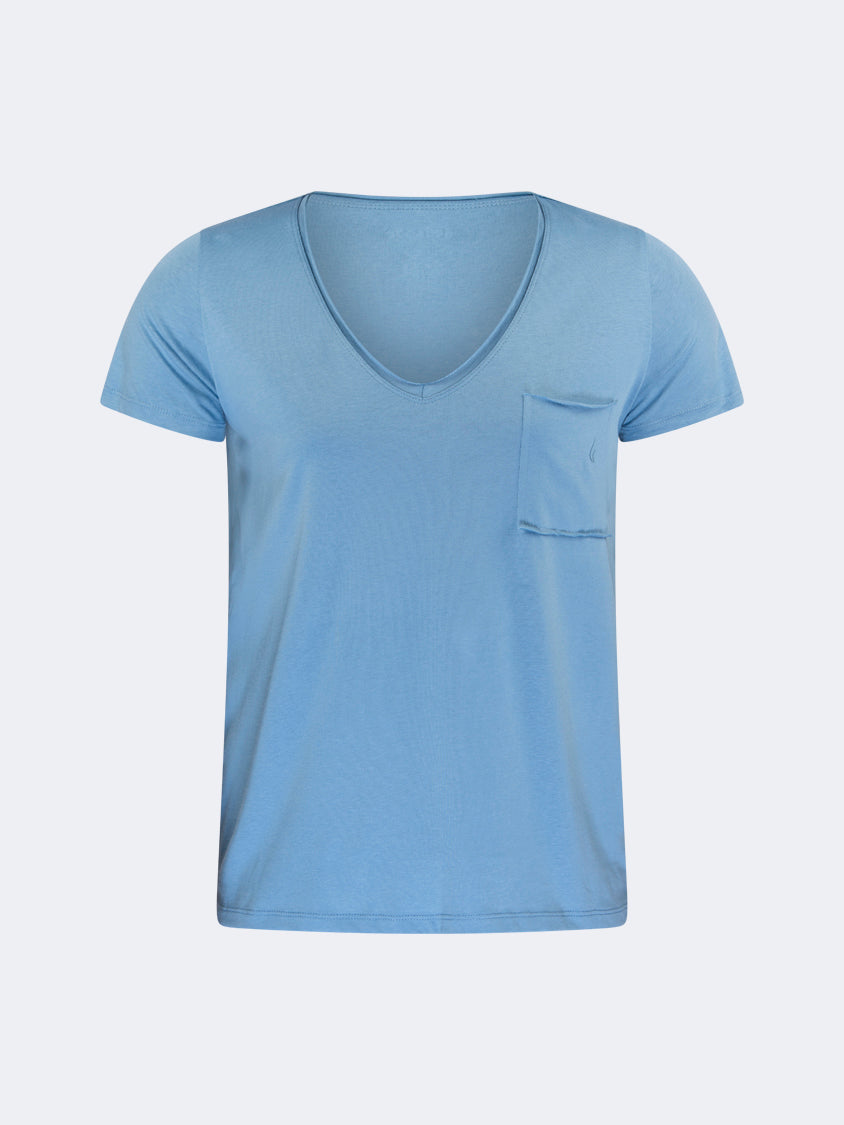 Oil And Gaz Classic Women Lifestyle V-Neck T-Shirt Blue – MikeSport Lebanon