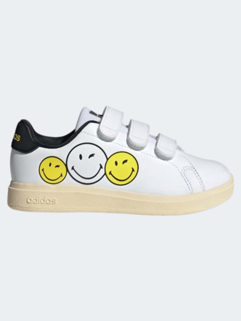 Adidas Advantage Smiley Ps Boys Sportswear Shoes White/Yellow/Black ...