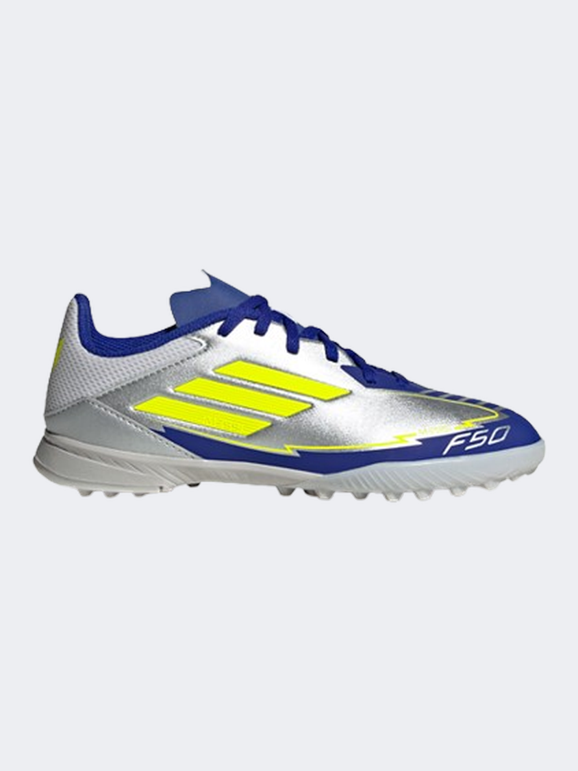 Adidas F50 League Tf Messi Kids Football Shoes Silver/Yellow/Blue ...