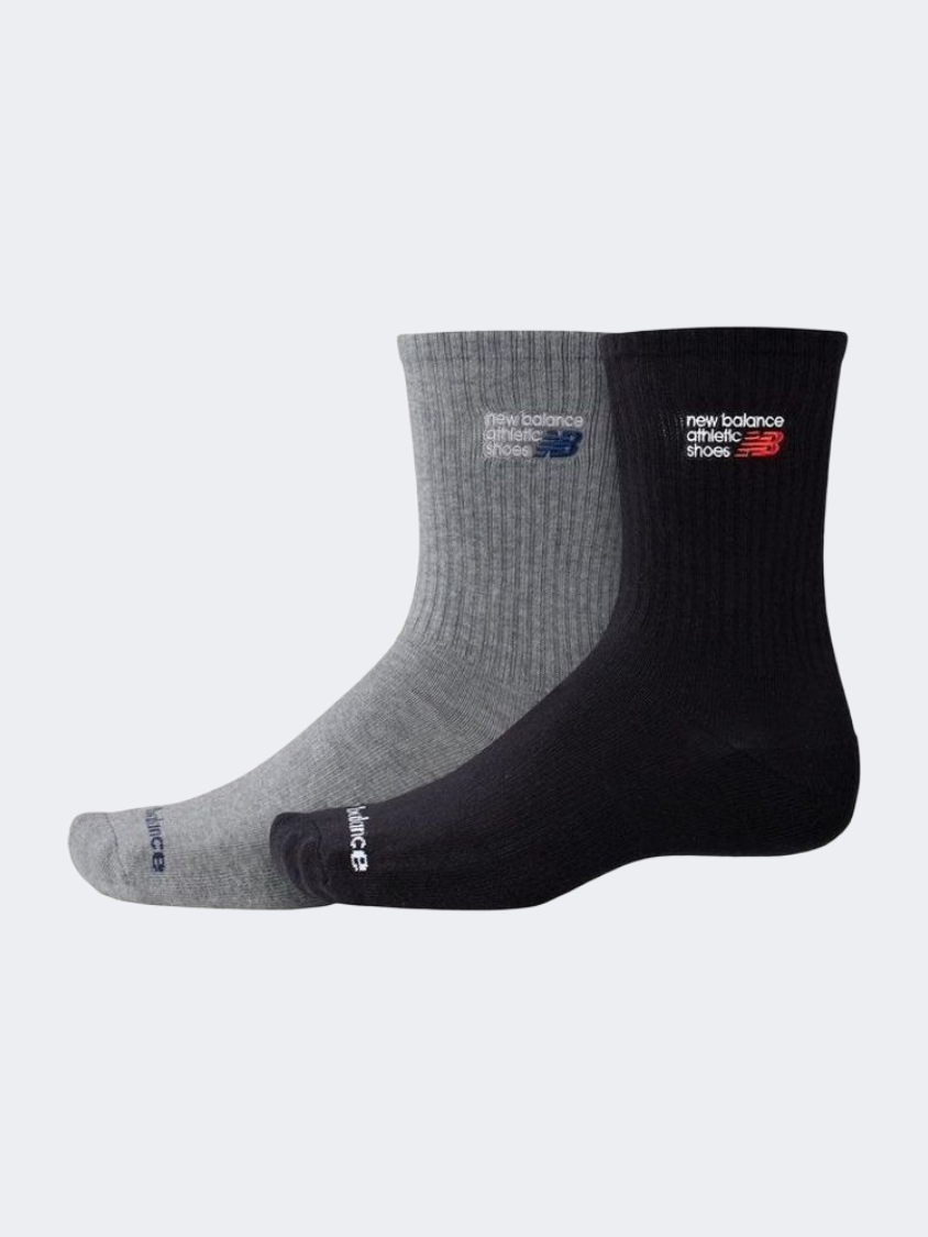 New Balance Embroidery Gfx Midcalf 2 Pack Unisex Lifestyle Sock Grey/B ...