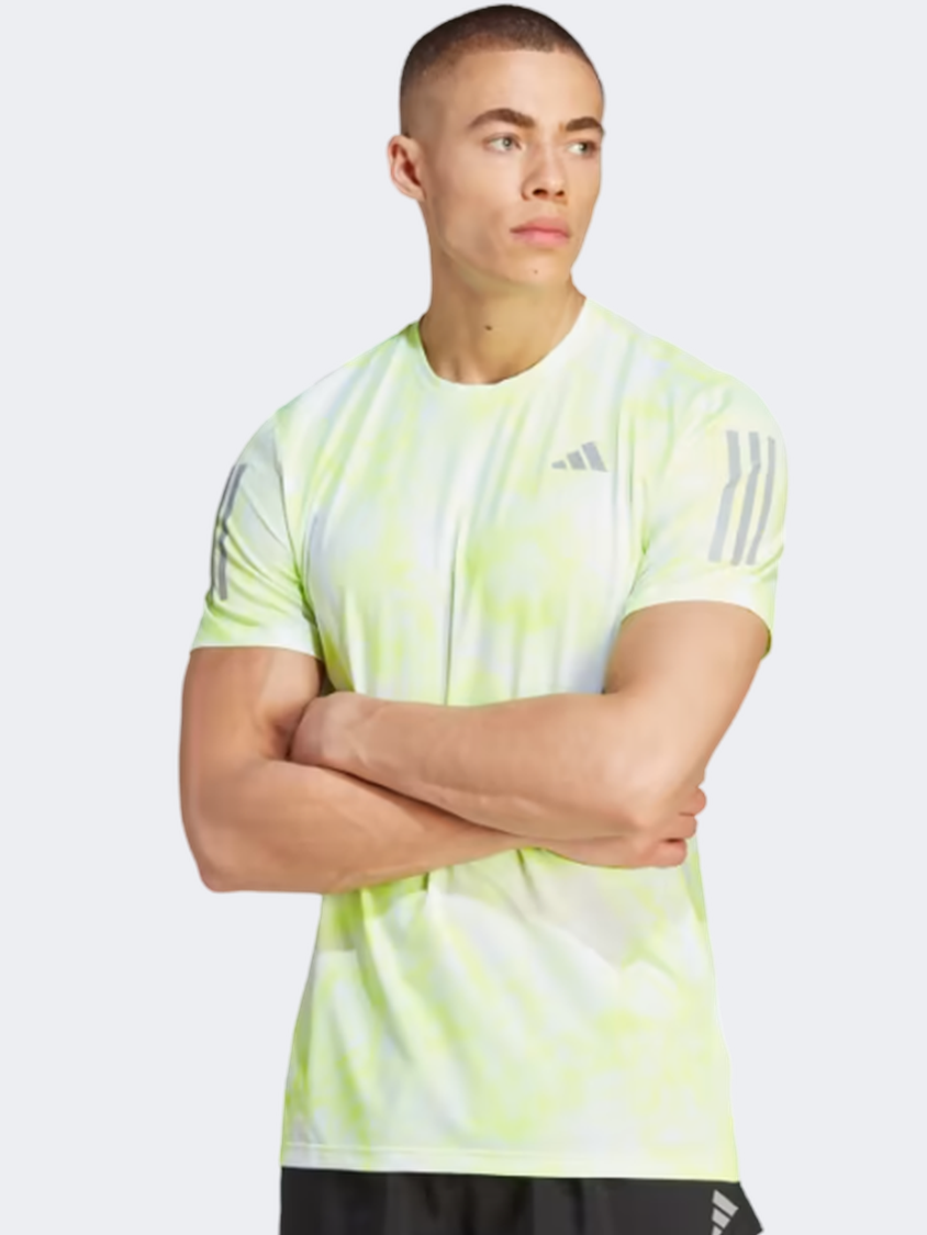 Adidas Own The Run Men Running T-Shirt White/Lucid Lemon – MikeSport ...