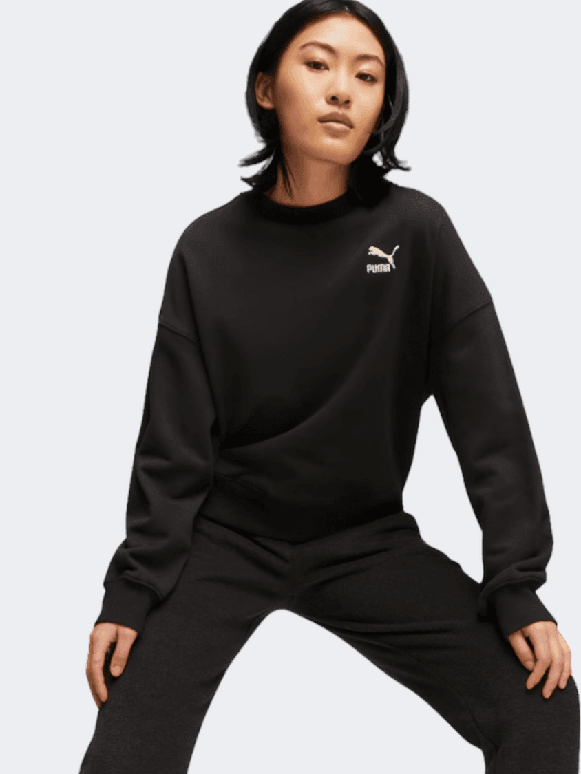 Puma Classics Oversized Women Lifestyle Sweatshirt Black – MikeSport ...